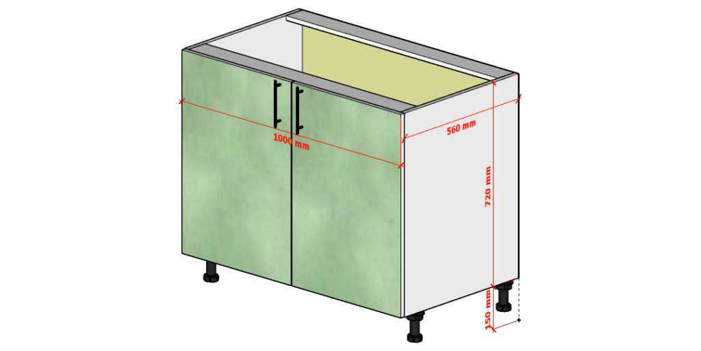 1000 Floor Unit 2 Door + Shelf – IDEAL Kitchens SA