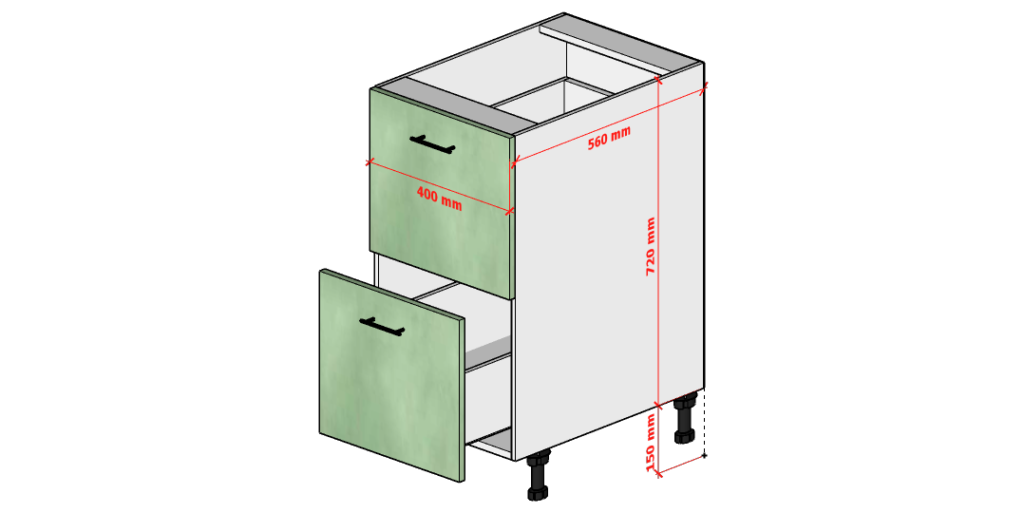 400 Floor Unit 2 Pot Drawer – IDEAL Kitchens SA
