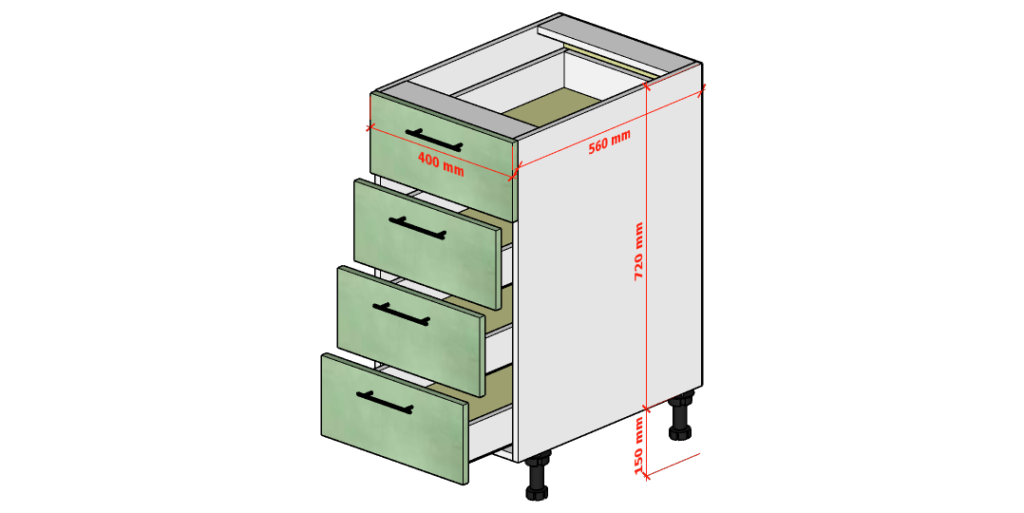 400 Floor Unit 4 Drawer – IDEAL Kitchens SA